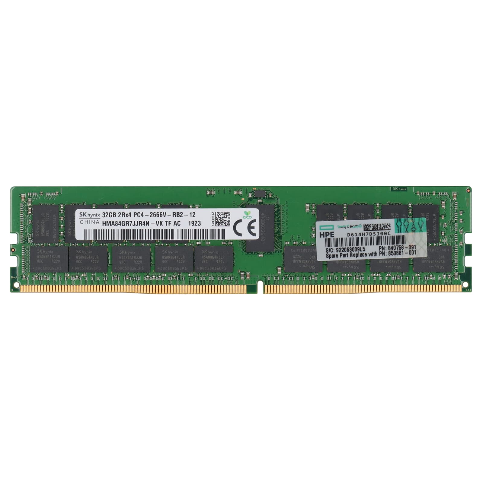 HPE DDR4-RAM 32GB PC4-2666V ECC RDIMM SM 2R 850881-001 HMA84GR7JJR4N-VK