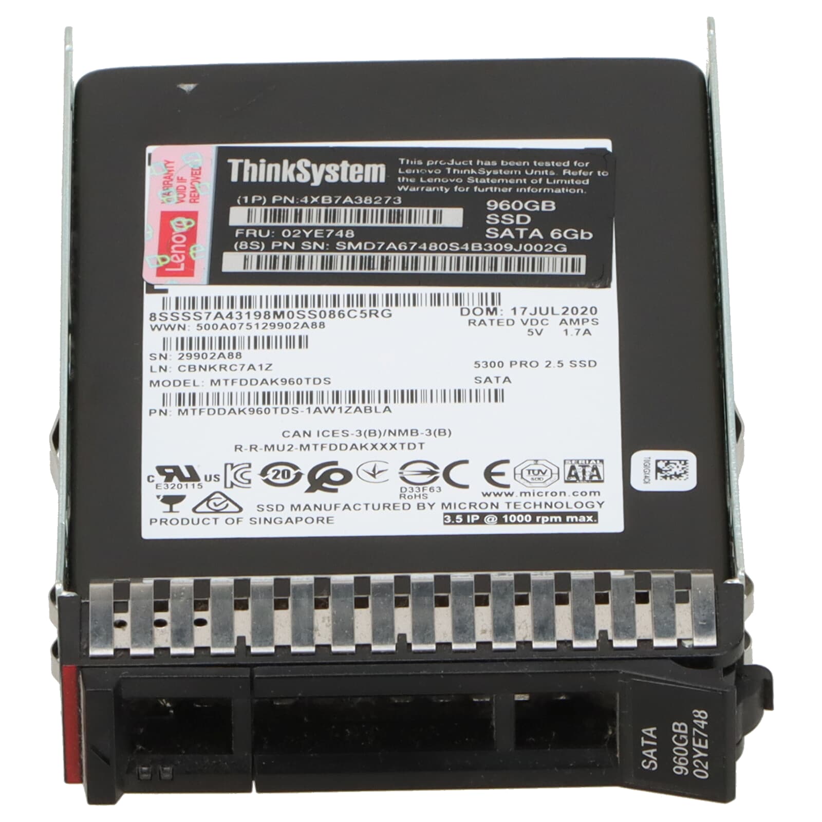 Lenovo SATA-SSD 960GB SATA 6G MV SFF - 02YE748 4XB7A38273