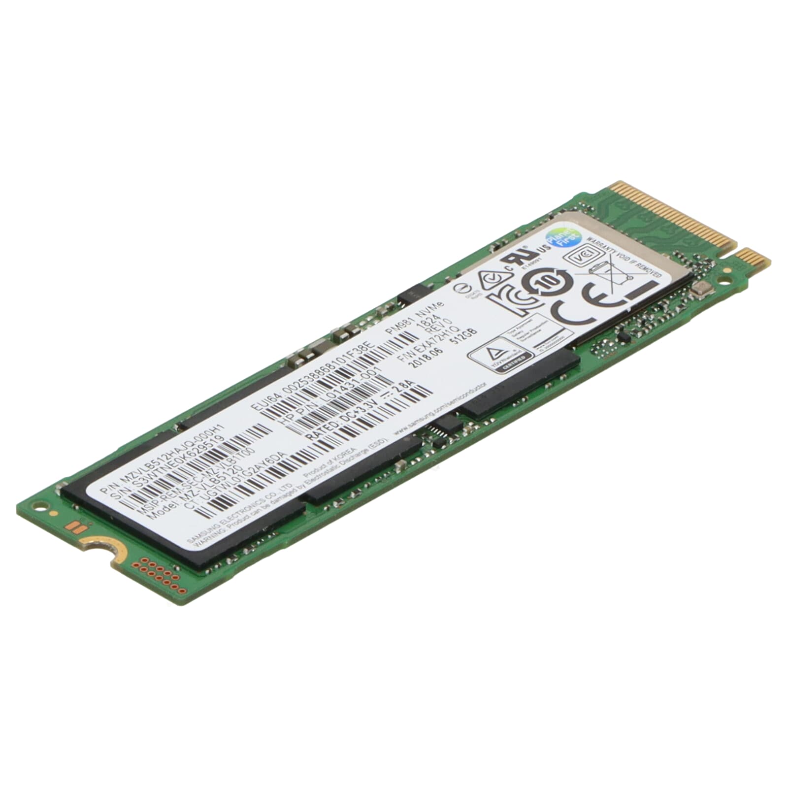HP PM981 512GB M.2 2280 PCIe 3.0 x4 NVMe SSD - L01431-001 MZ-VLB5120