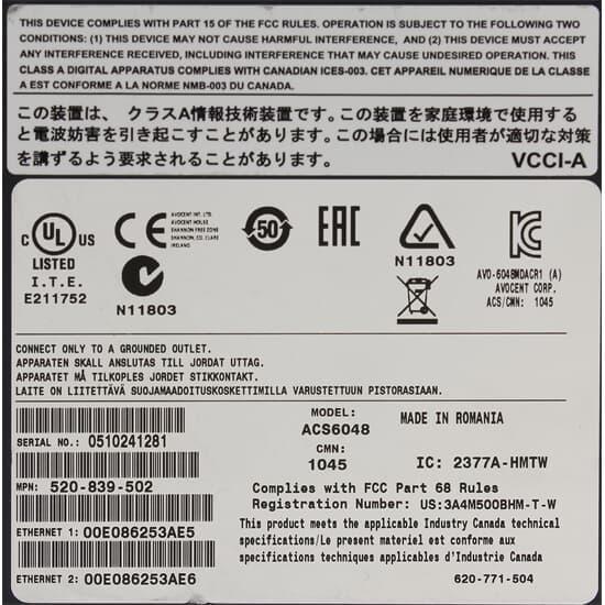 Avocent Advanced Console Server ACS6048 48x RS-232 -ACS6048MDAC-G2 520 ...
