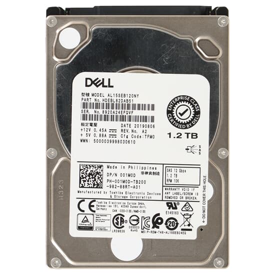 Dell 1,2TB 10k 12G SAS-Festplatte 2,5" - 01M0D AL15SEB120NY