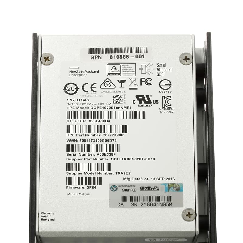 HP SAS SSD 1,92TB SAS 12G SFF StoreServ 8000 - 810771-001 K2P89A | GEKKO